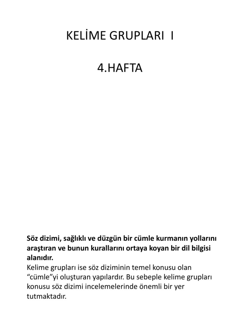 4. Hafta Kelime Grupları 1 | PDF