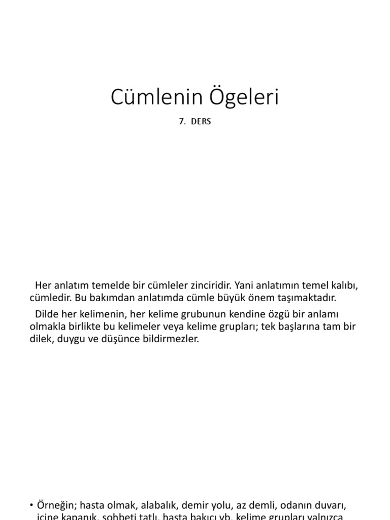 7.hafta Cümlenin Ögeleri | PDF