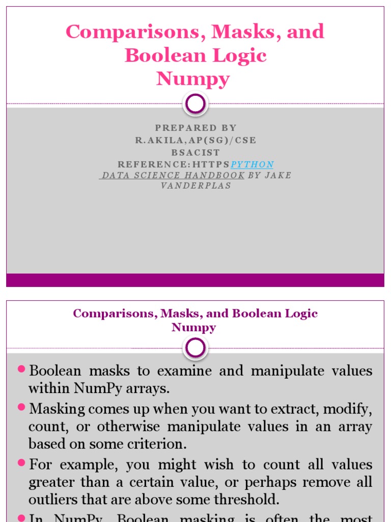 Comparisons Masks And Boolean Logic Pdf Boolean Data Type Array Data Structure