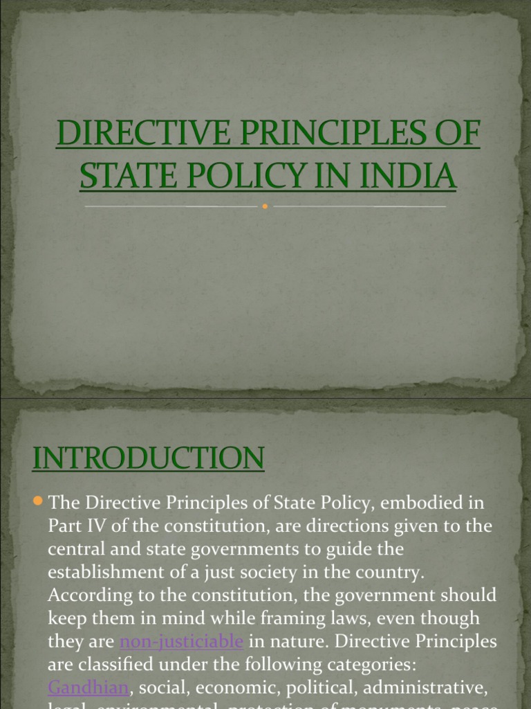 Directive Principles of State Policy Explained | PDF | Constitutional ...