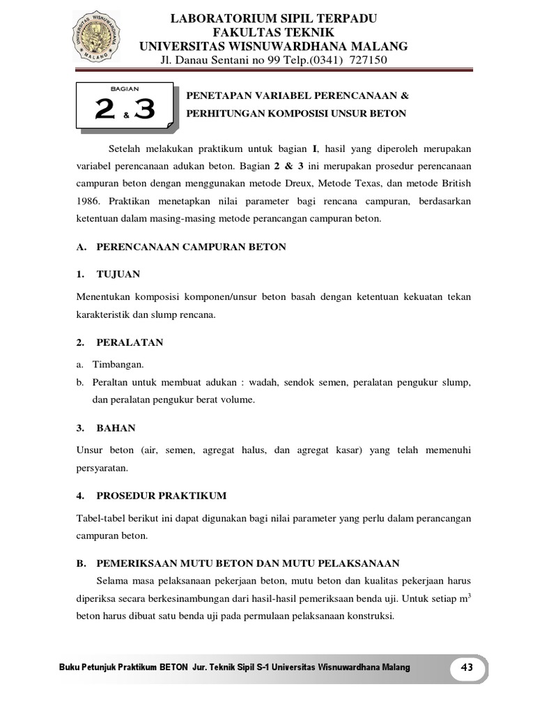 Perhitungan Komposisi Unsur Beton | PDF