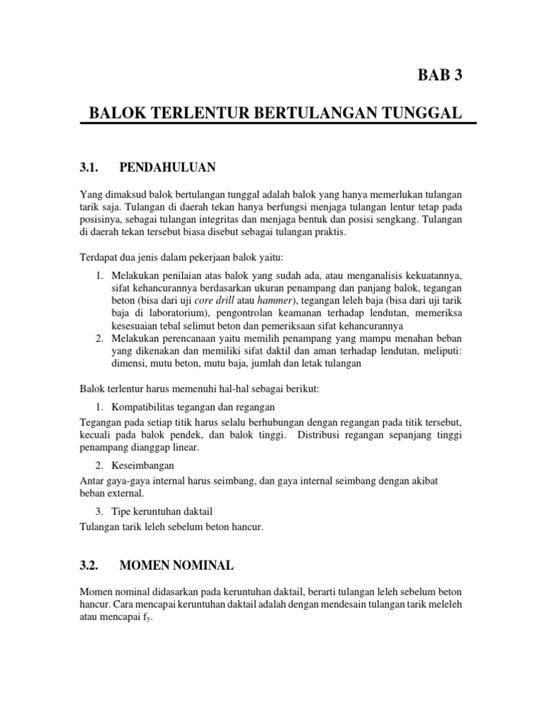 BALOK TERLENTUR Tulangan Tunggal | PDF | Metode & Bahan Ajar