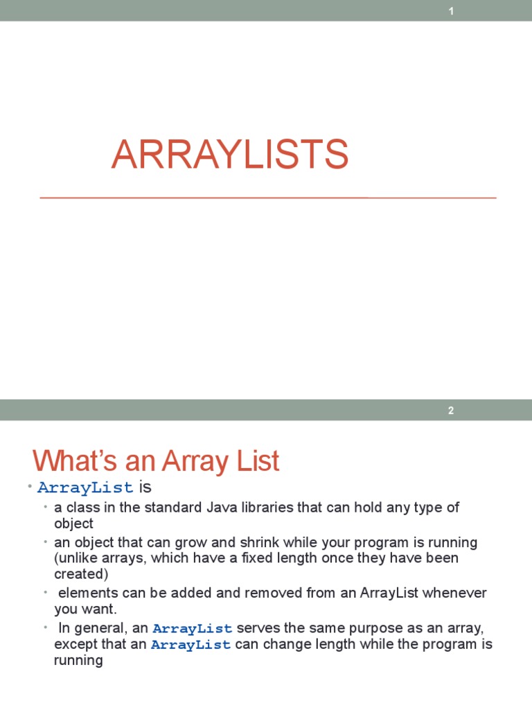 Array Lists 1 Pdf Array Data Structure Computer Programming 6243
