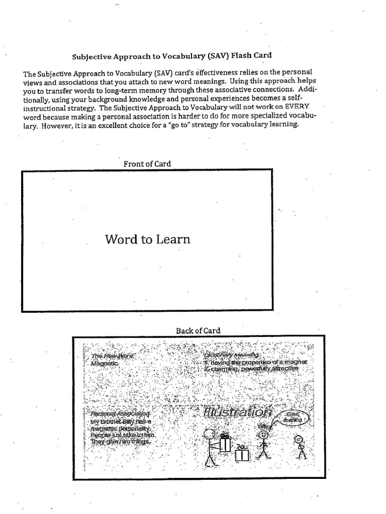 Subjective Approach To Vocabulary | PDF