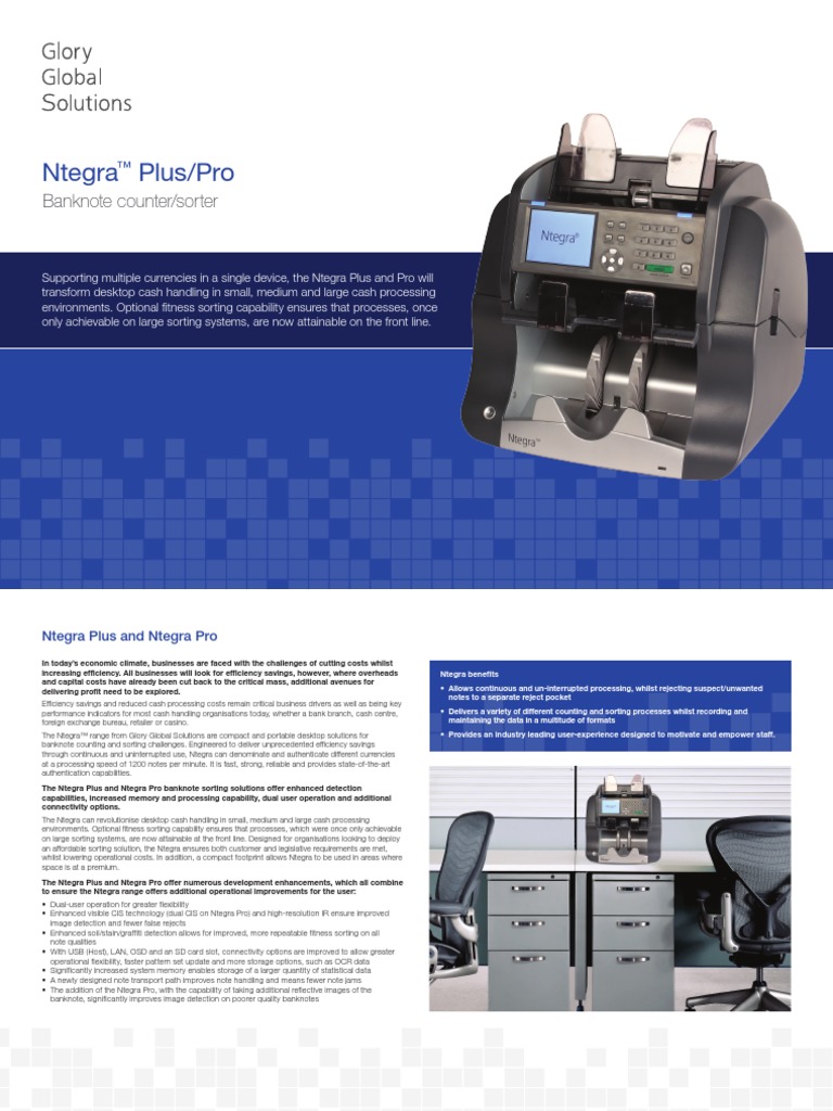 Glory-Ntegra Plus-Pro-Datasheet-EN | PDF | Printer (Computing) | Banknote
