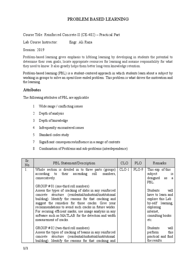 PBL Format - Rc-II Lab 2k19 | PDF | Reinforced Concrete | Corrosion
