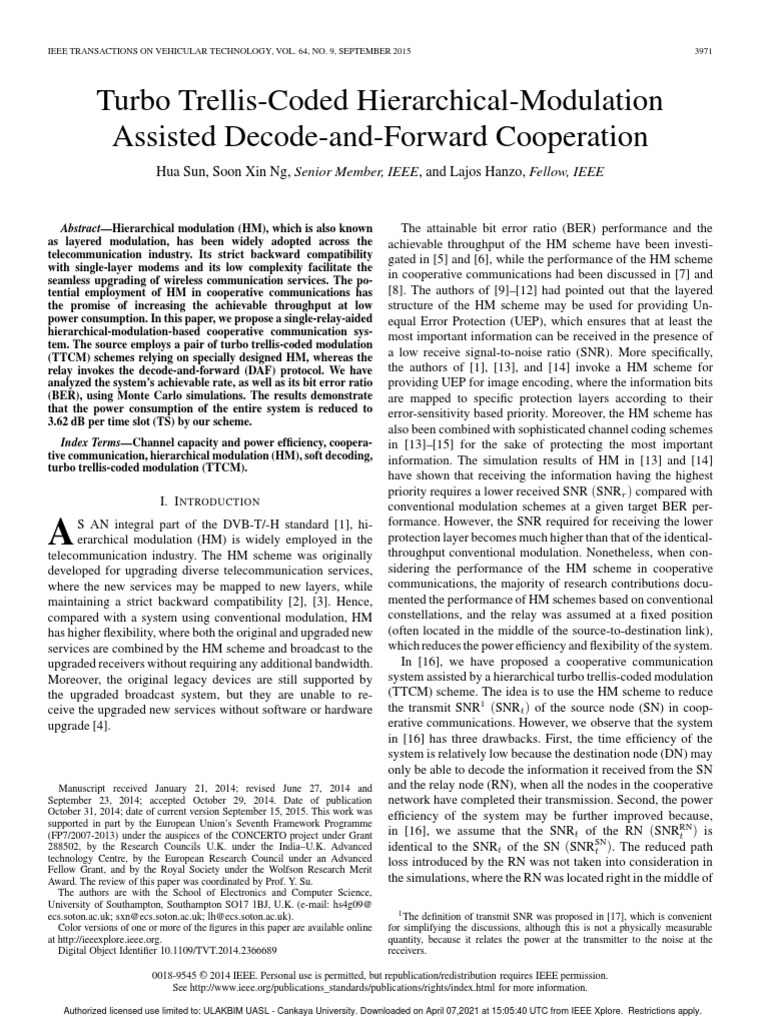 Turbo Trellis-Coded Hierarchical-Modulation | PDF | Electronics | Computer Science