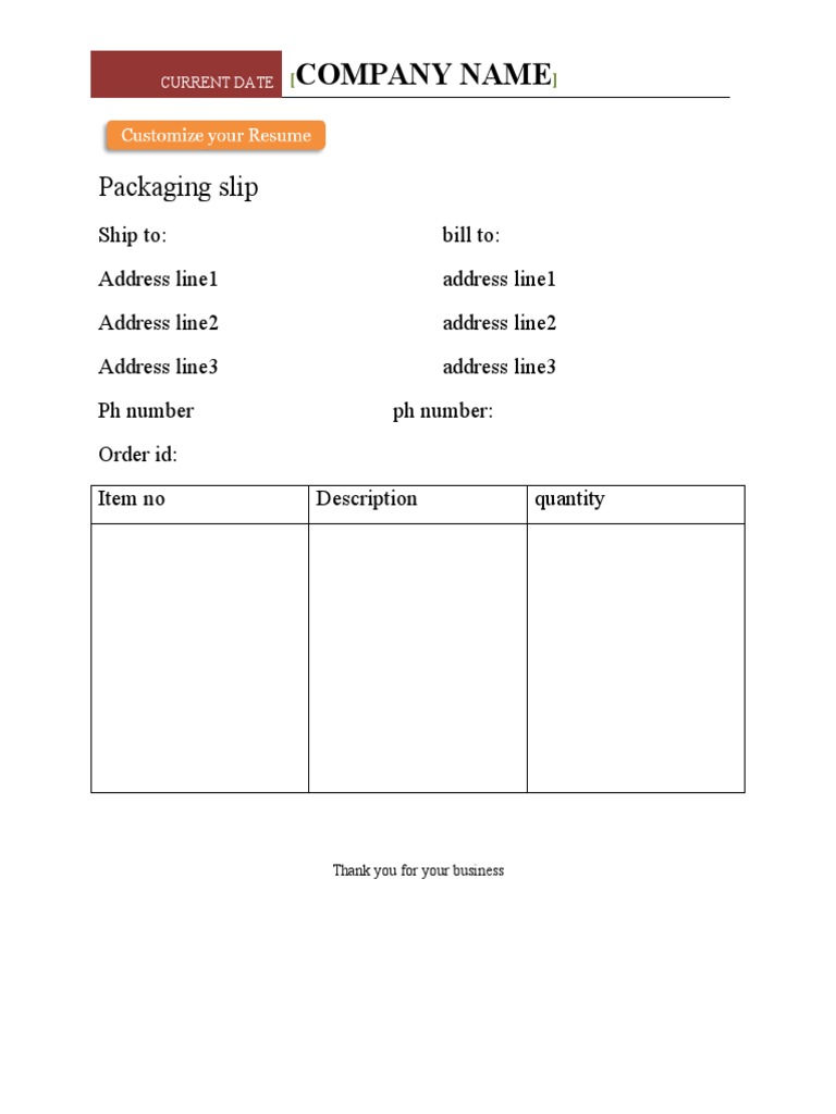 Packaging Slip Handwritten Invoice | PDF