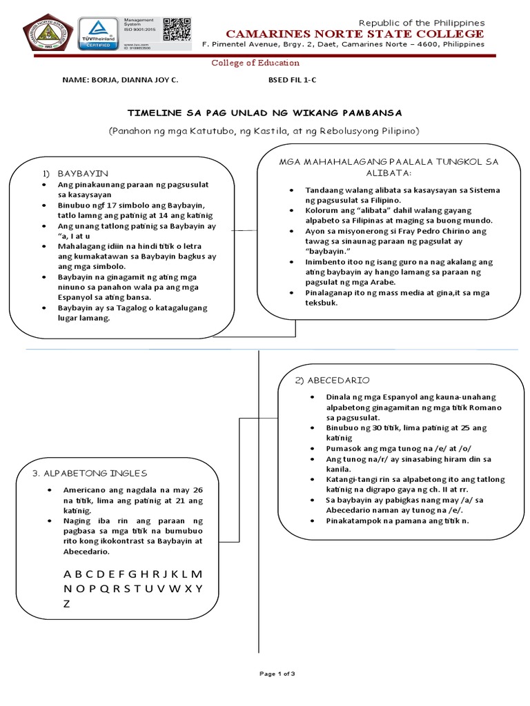 Timeline Sa Pag Unlan NG Wikang Pambansa | PDF