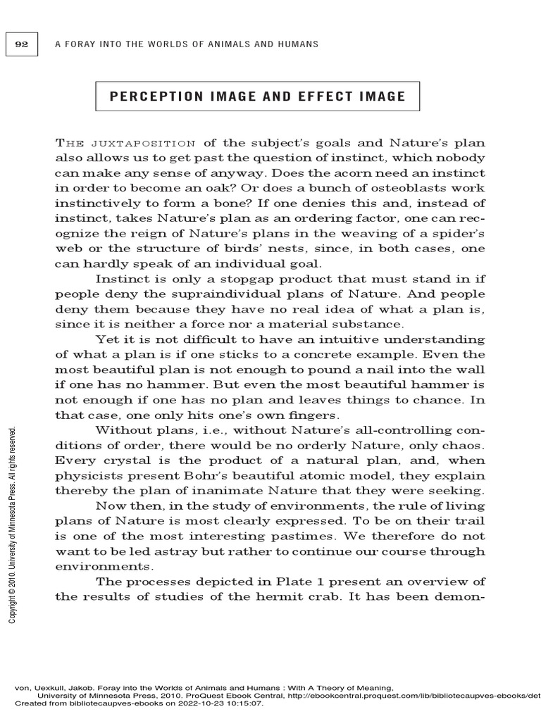 Foray Into The Worlds of Animals and Humans | PDF | Perception | Experience