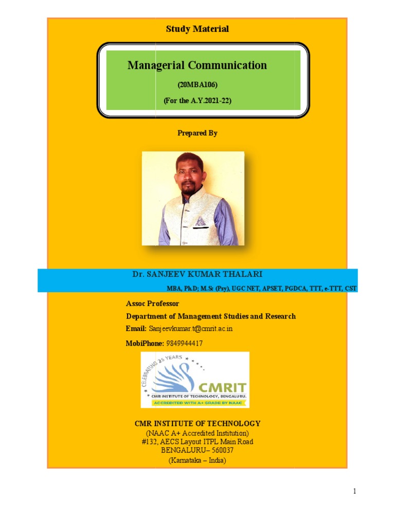 Complete Study Guide - Managerial Communicaiton - 20MBA16 | PDF ... Complete Study Guide - Managerial Communicaiton - 20MBA16 | PDF ...