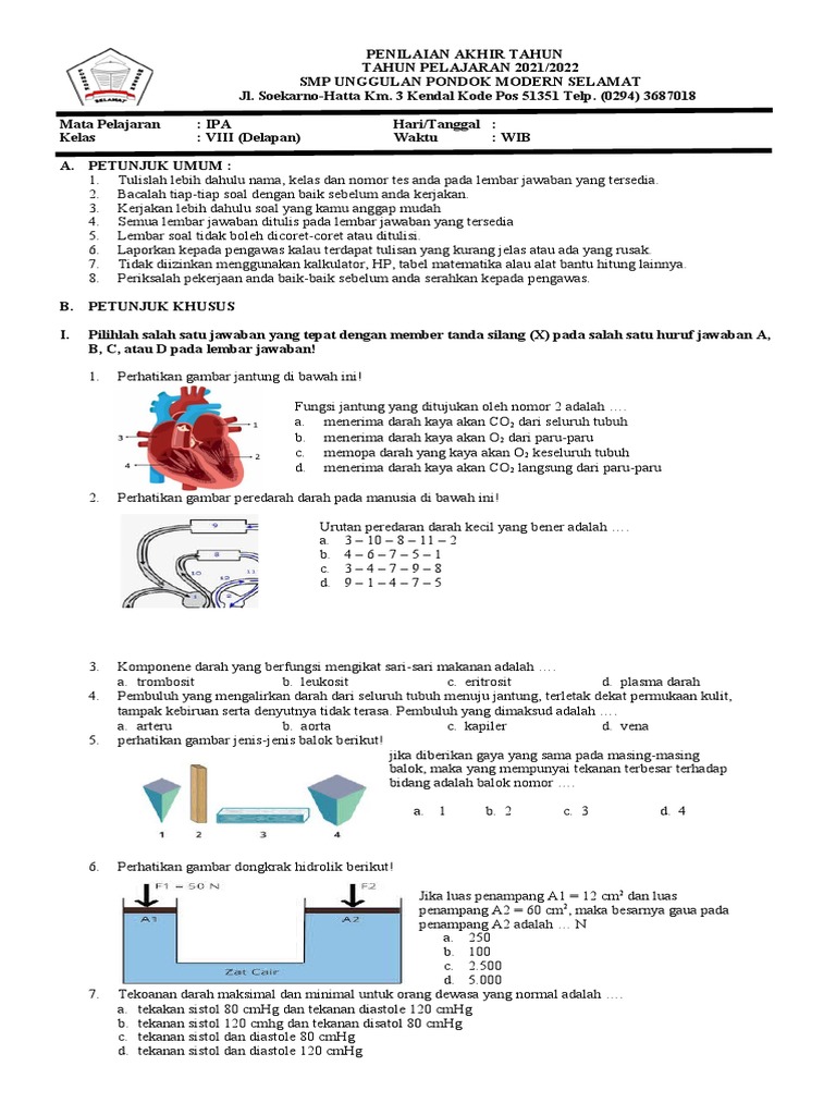 Soal PAT Kelas 8 IPA 2021 - 2022 | PDF