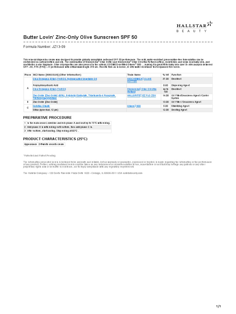Butter Lovin Zinc-Only Olive Sunscreen SPF 50 | Download Free PDF | Sunscreen | Zinc Oxide