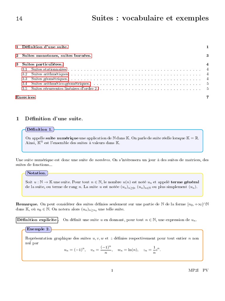 Suites : définitions et exemples | PDF | Séquence | Fonction monotone