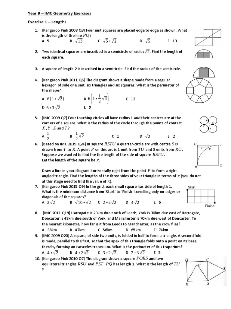 Geometry Problems and Exercises on Lengths, Areas, and Properties of ...
