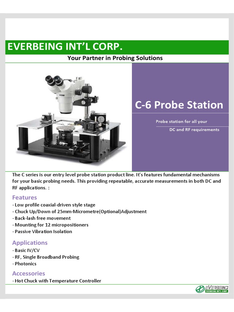 C-6 Probe Station Specifications | PDF | Microscope | Coaxial Cable