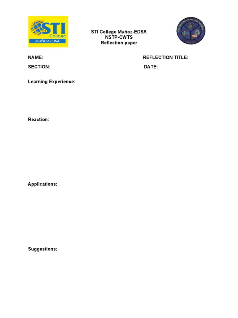 NSTP Reflection Paper Format 1 | PDF