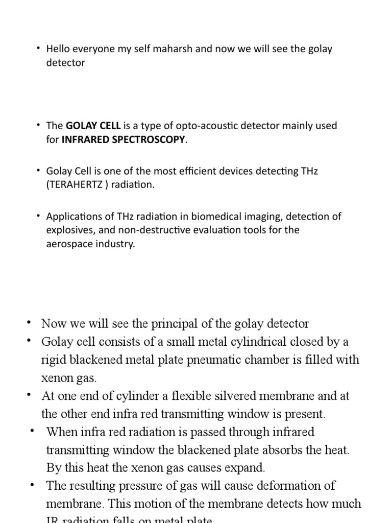 Golay Detector: Infrared Spectroscopy Explained | PDF