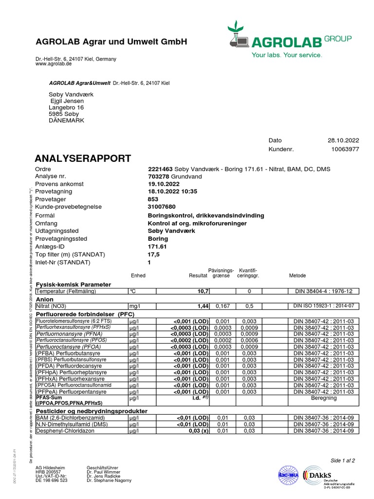 Analyserapport: Agrolab Agrar Und Umwelt GMBH | PDF