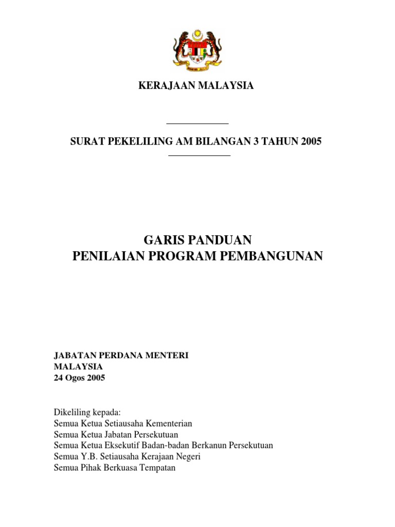 Surat Pekeliling Am Bil 3 Tahun 2005 Garis Panduan. Penilaian Program ...