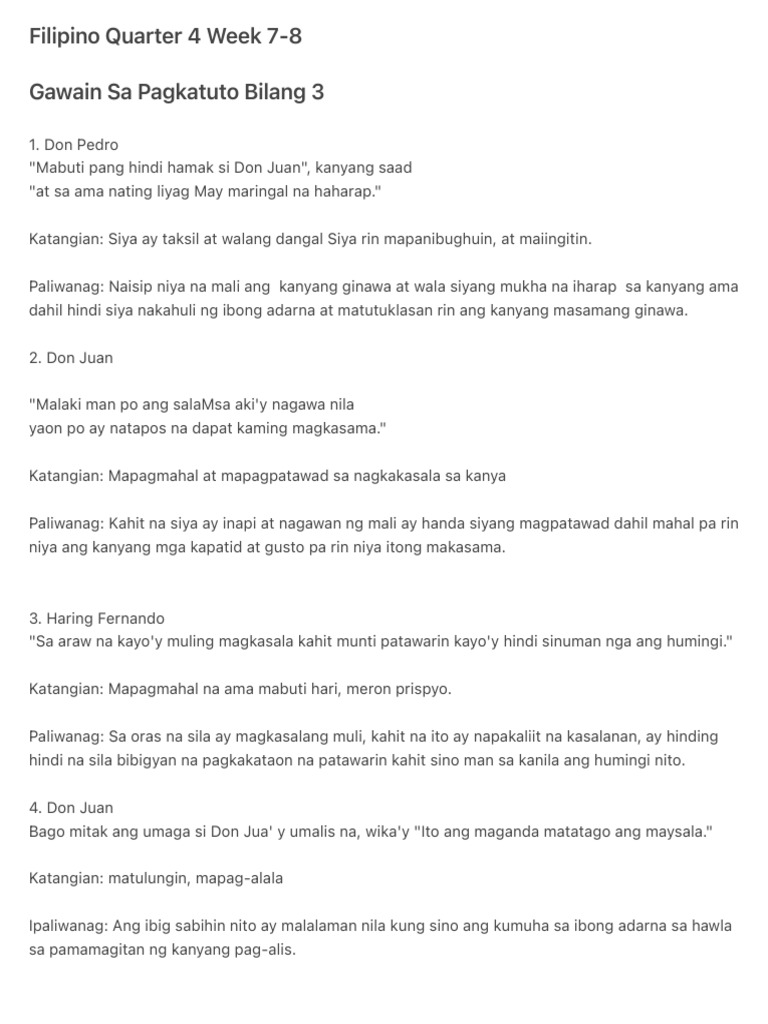 Filipino Quarter 4 Week 7-8 | PDF