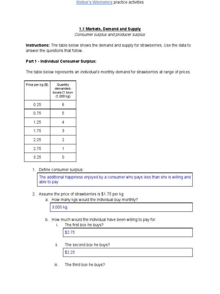 Consumer and Producer Surplus Analysis | PDF | Economic Surplus ...