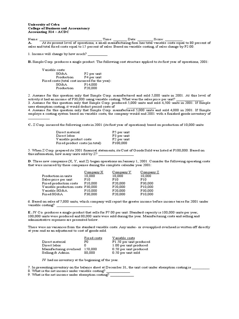 ACDC Probs Fs | Download Free PDF | Cost Of Goods Sold | Taxes