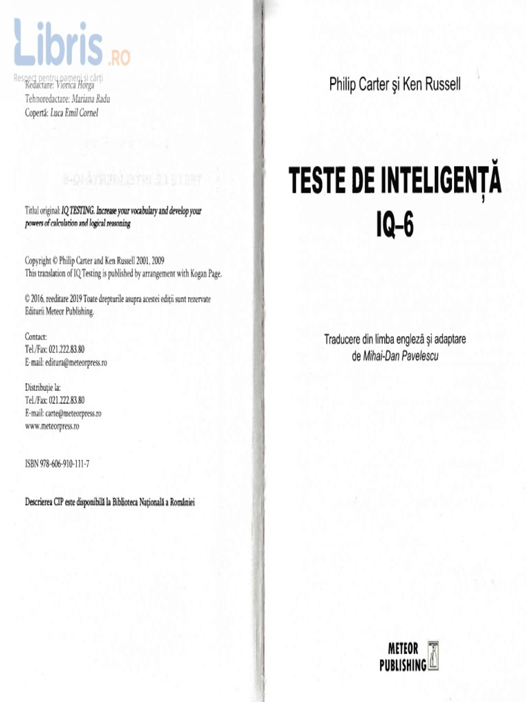 Teste de Inteligenta IQ 6 - Ken Russell, Philip Carter | PDF