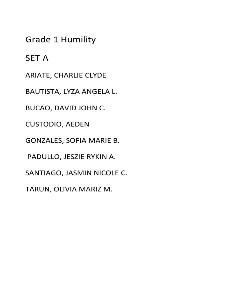 Grade 1 Humility | PDF