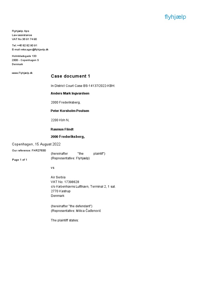 ENG - BS-14137 2022-KBH Processkrift 1, 15.08.2022 | PDF