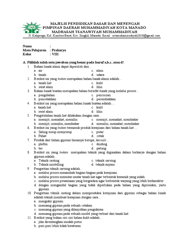 Soal Prakarya Kelas 8 | PDF