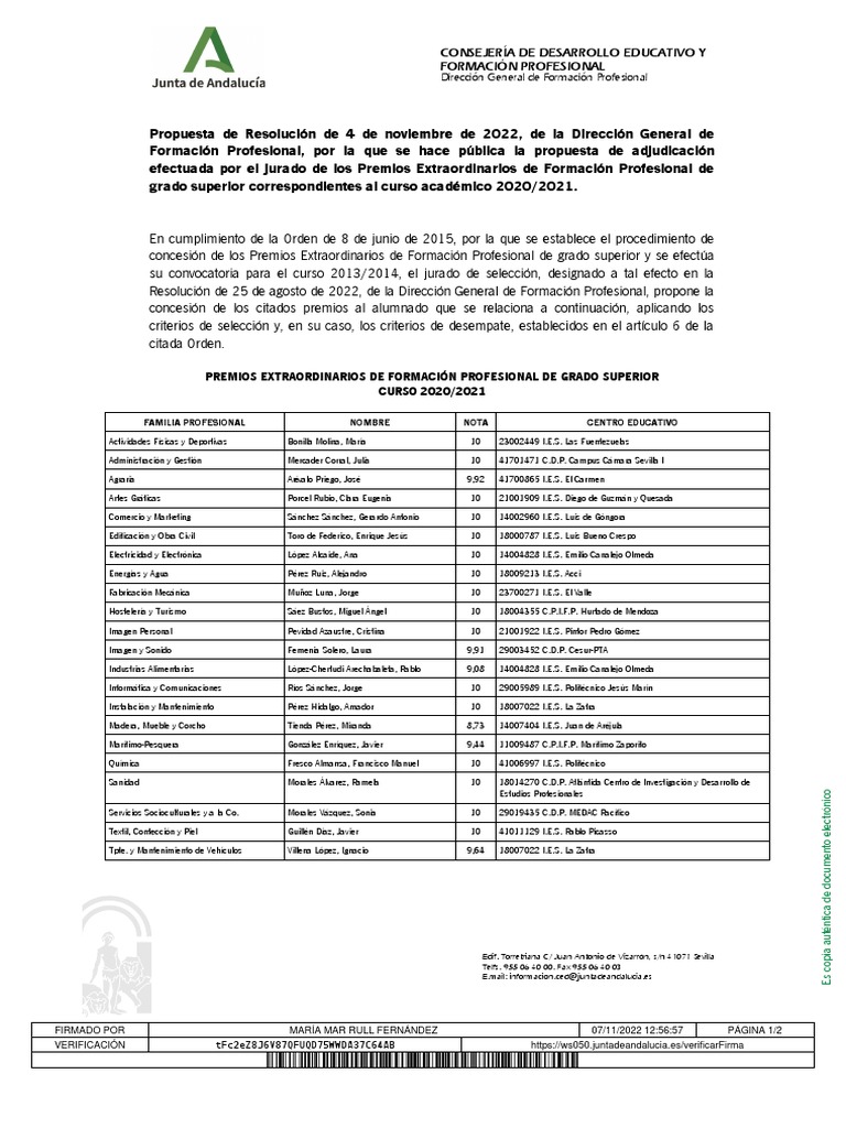 Propuesta de Resolución Premiados 2020 - 2021 (F) | PDF