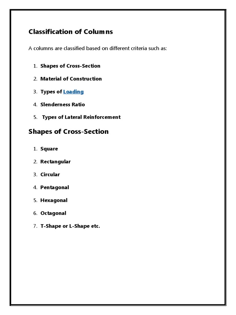 Classification of Columns | PDF | Buckling | Column