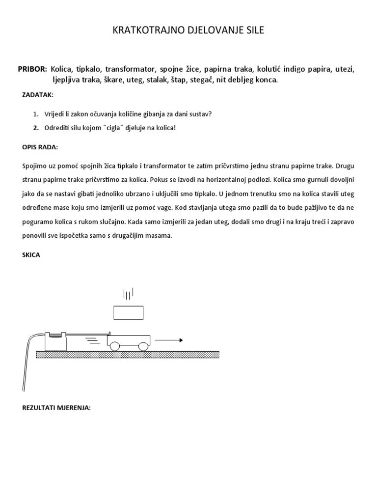 Kratkotrajno Djelovanje Sile | PDF