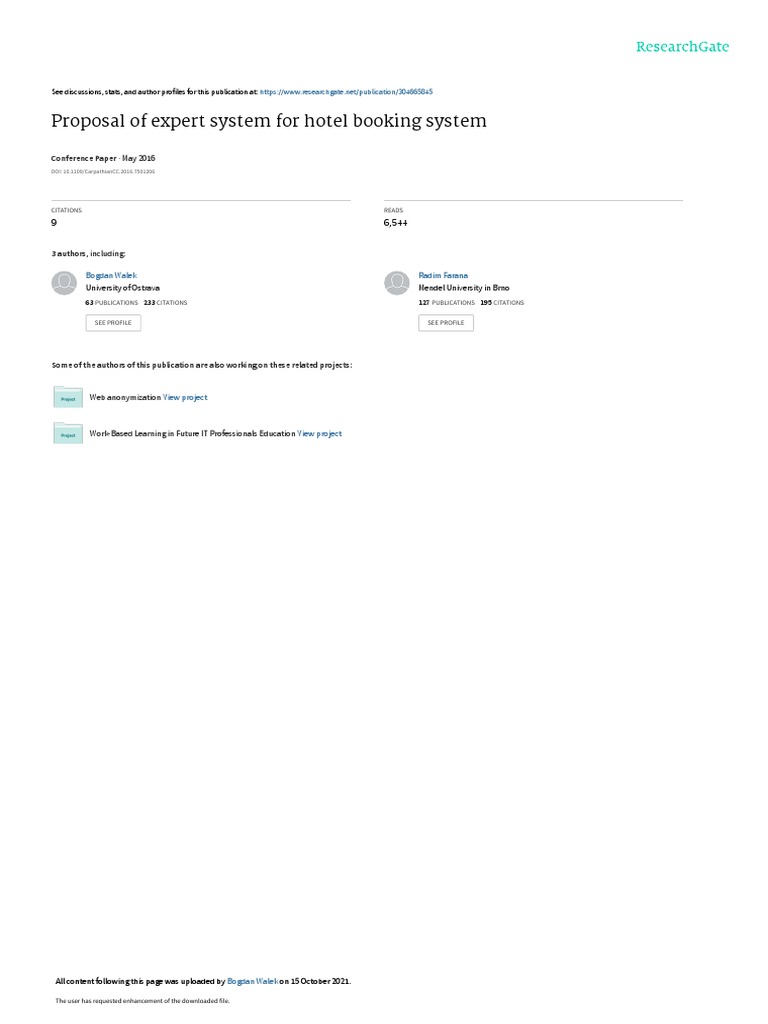 Walek Expert System Hotel Booking Camera Ready | PDF | System | Expert