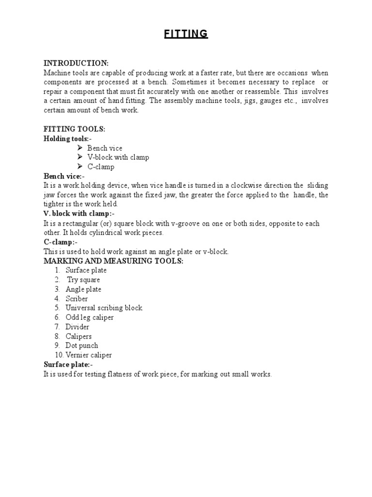 Fitting Shop | PDF | Screw | Industrial Processes