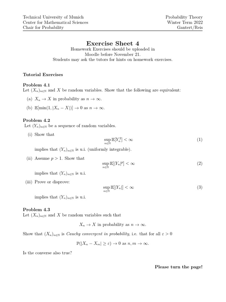 Sheet 4n | Download Free PDF | Random Variable | Mathematical Analysis