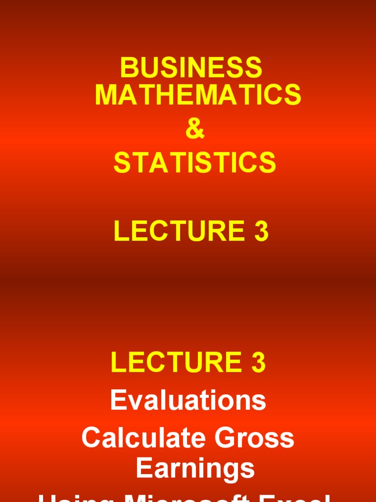 Bizmath Lecture3 | PDF | Lecture | Percentage