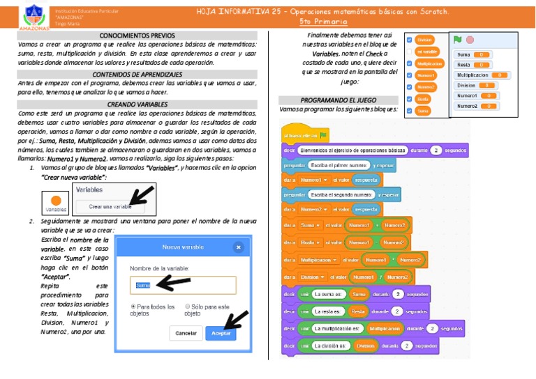 5to Lectura Informativa - 25 - Operaciones Matemáticas Básicas Con Scratch | PDF
