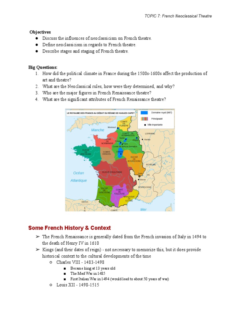 Topic 7 - French Renaissance Theatre (Student Notes) | PDF