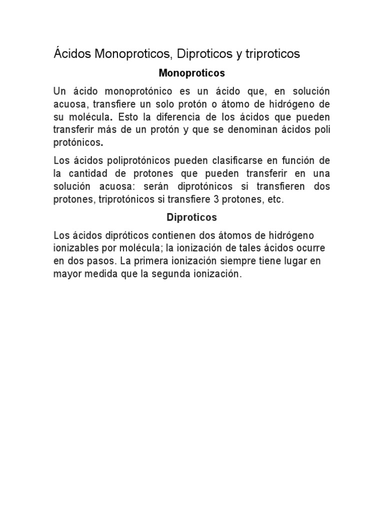 Ácidos Monoproticos | PDF Ácidos Monoproticos | PDF