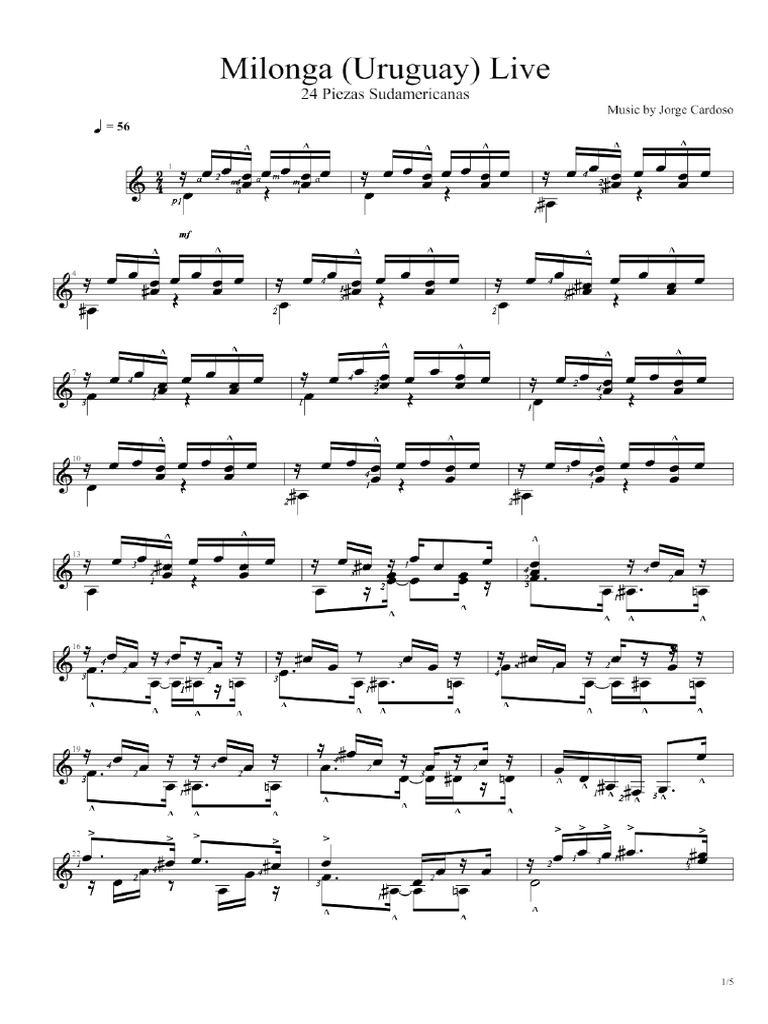 Milonga 2 by Jorge Cardoso - Classical Guitar Sheet Music | PDF