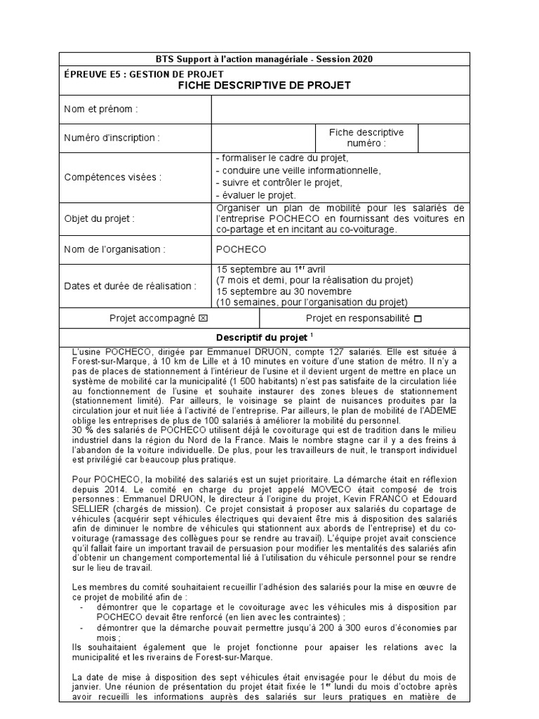 Fiche Descriptive Projet Moveco | PDF | Planification | Logiciel