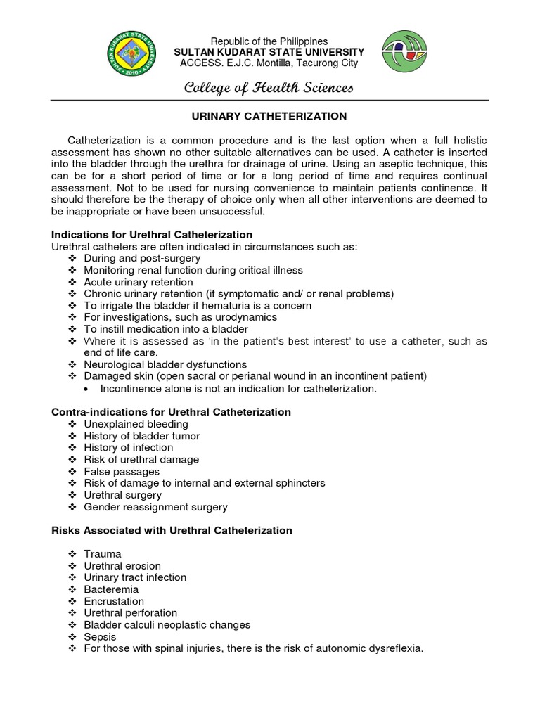 Urinary Catheterization Procedures With Rationale | PDF | Genitourinary ...