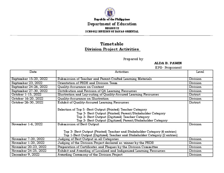 timetable-division-project-pdf