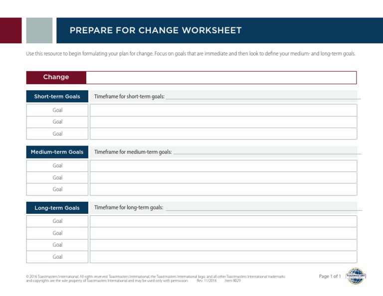 8029 Prepare For Change Worksheet | PDF