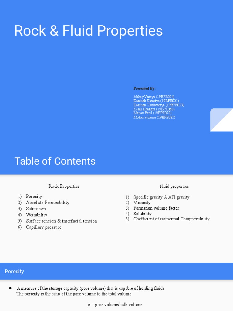 Rock & Fluid Properties | PDF | Porosity | Permeability (Earth Sciences)