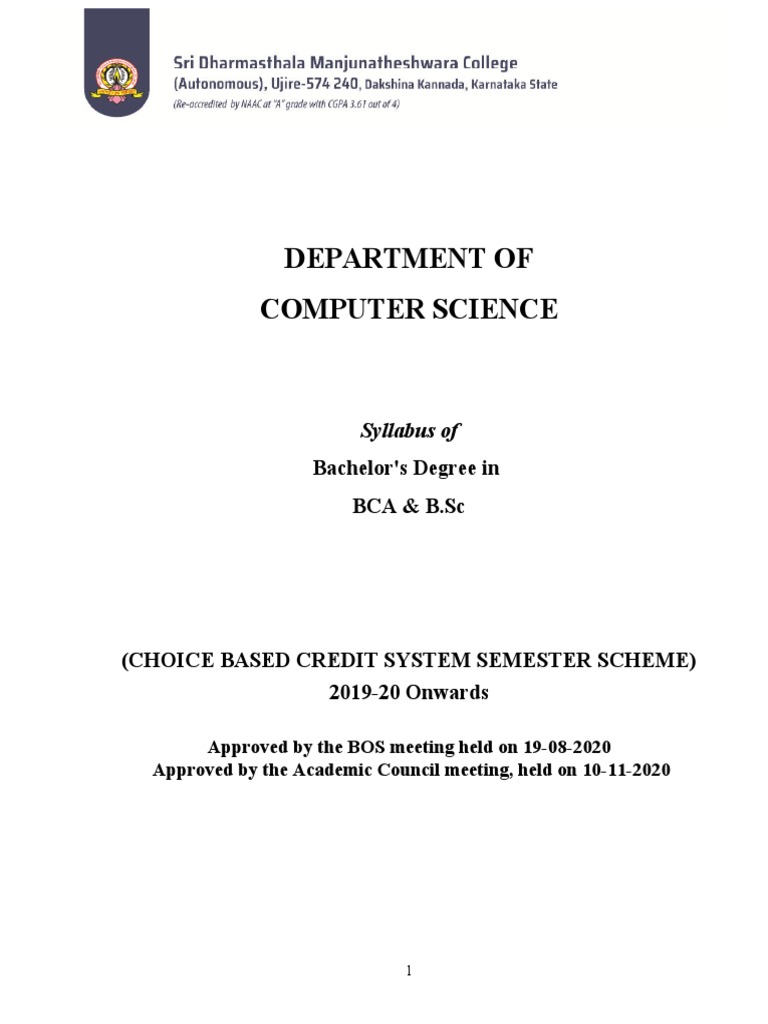 Bsc Computer Application Syllabus 2020 21 Pdf Relational Database Databases 