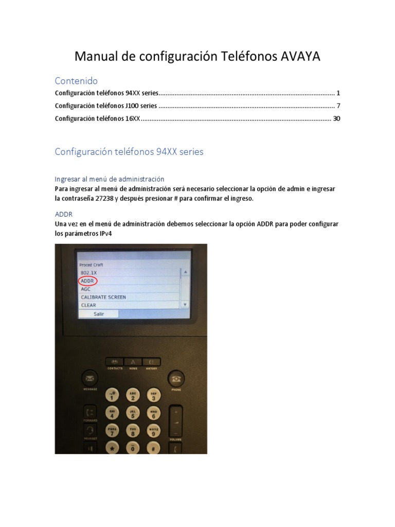 Manual de Configuración Teléfonos AVAYA | PDF | Dirección IP | protocolo de Iniciacion de Sesion