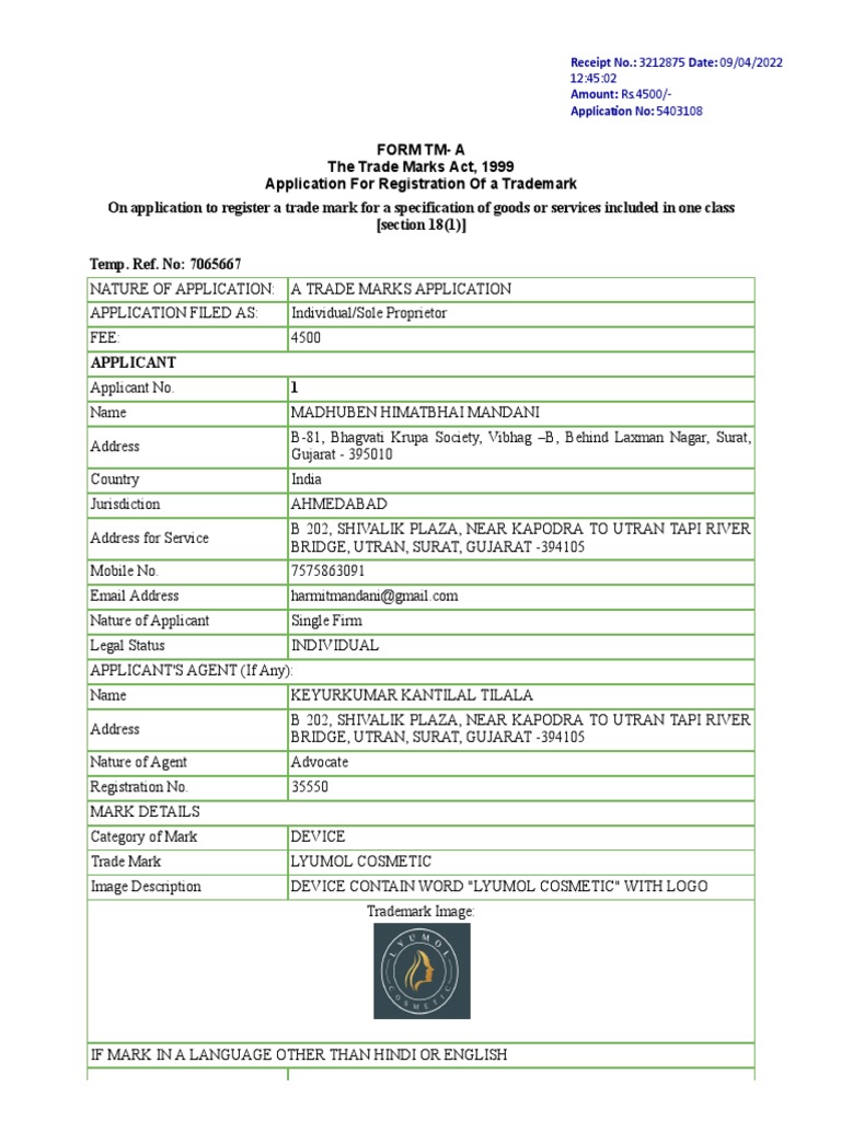 TM Form A | PDF | Trademark